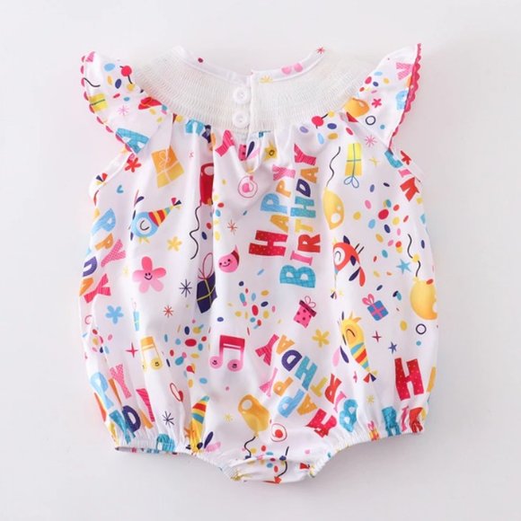 One Pieces | Boutique Birthday Smocked Baby Girls Bubble Romper Jumpsuit | Poshmark